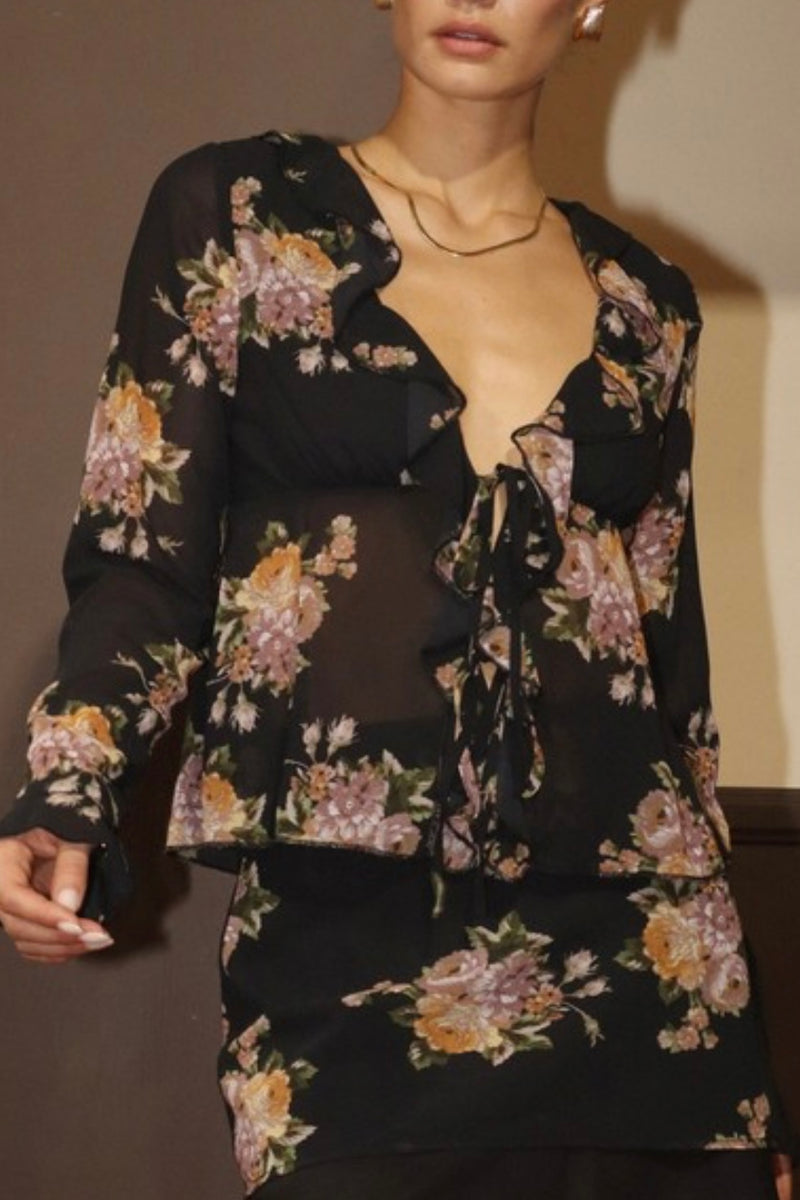 ROSIENNE FRONT TIE BLOUSE – Violet Muse Boutique